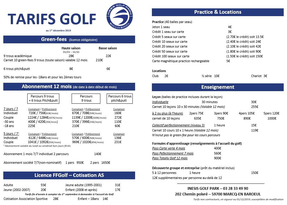 Abonnements - Golf Parcours 9 trous - Practice indoor - Restaurant ...